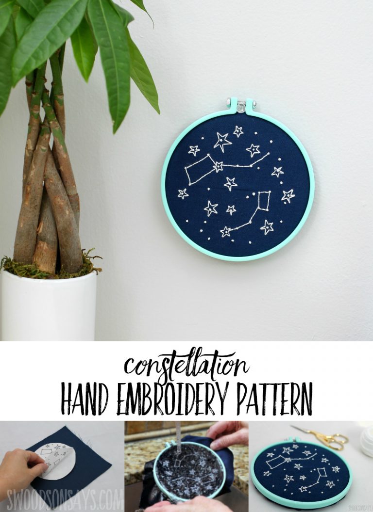Modern constellation embroidery project - Swoodson Says