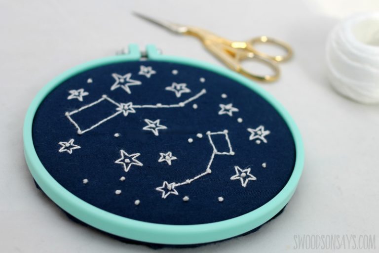 Modern constellation embroidery project - Swoodson Says