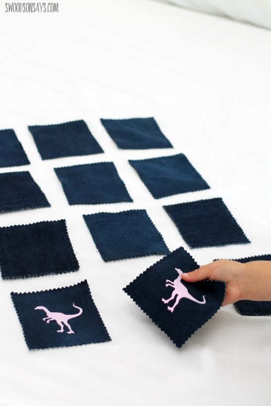 Fabric scrap matching game - with Cricut Iron-On - Swoodson Says