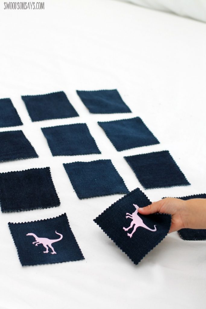 Fabric scrap matching game - with Cricut Iron-On - Swoodson Says