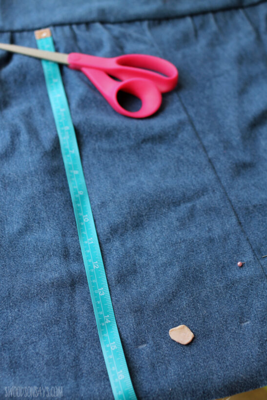 Dated denim dress refashion to tunic top - Swoodson Says