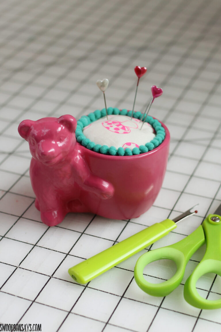 How to make a pin cushion from an upcycled planter - Swoodson Says
