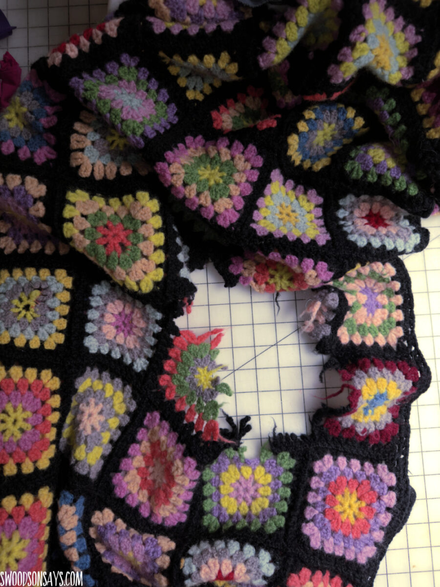 How to upcycle a crochet blanket into a pillow - Swoodson Says