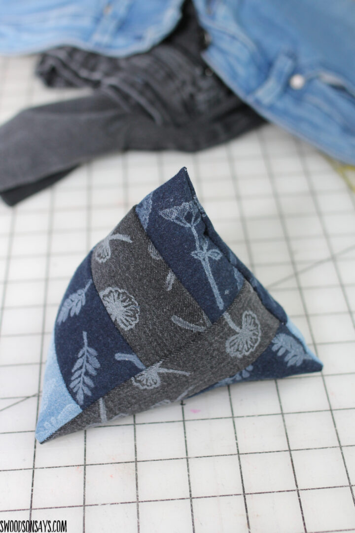 How to sew a pincushion from upcycled denim - Swoodson Says