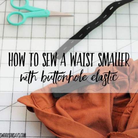 How to sew jeans waist smaller with buttonhole elastic - Swoodson Says