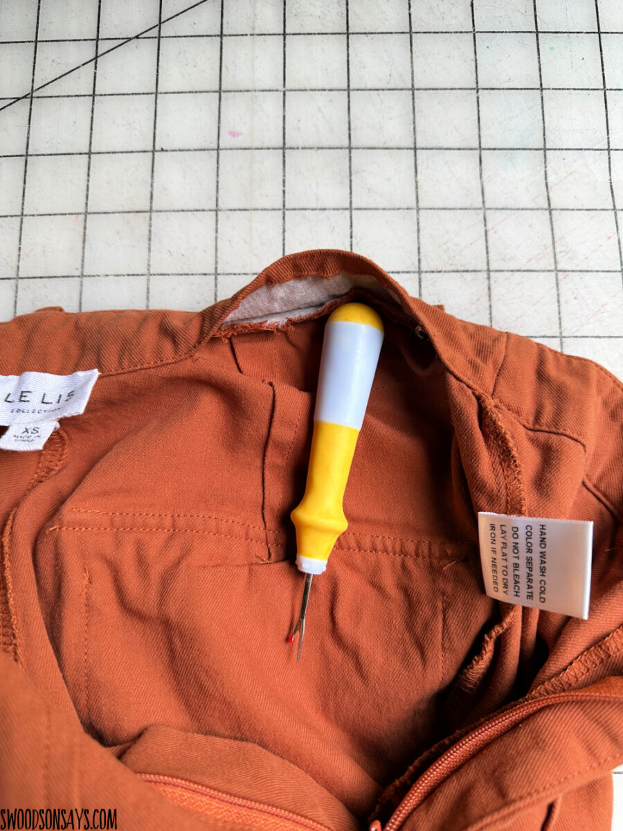 How to sew jeans waist smaller with buttonhole elastic - Swoodson Says