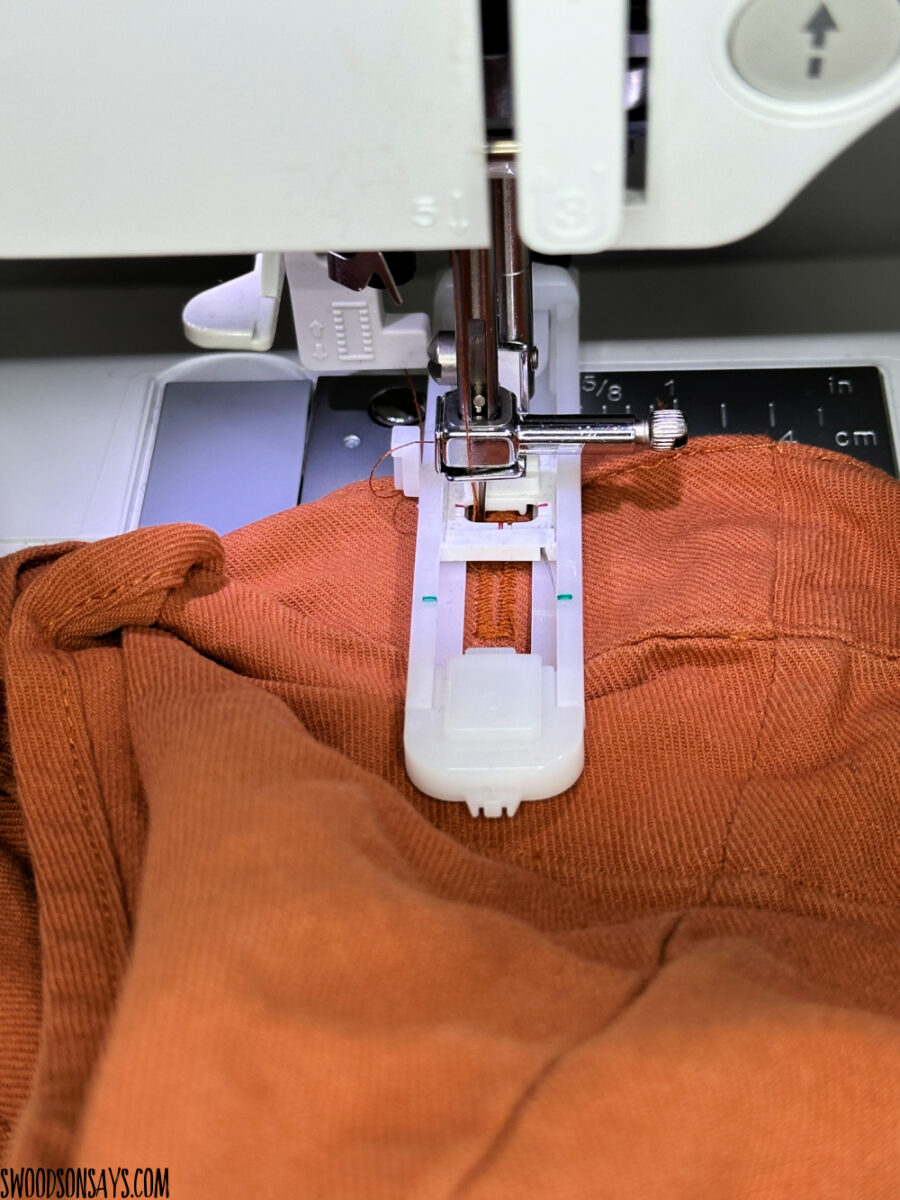 How to sew jeans waist smaller with buttonhole elastic - Swoodson Says